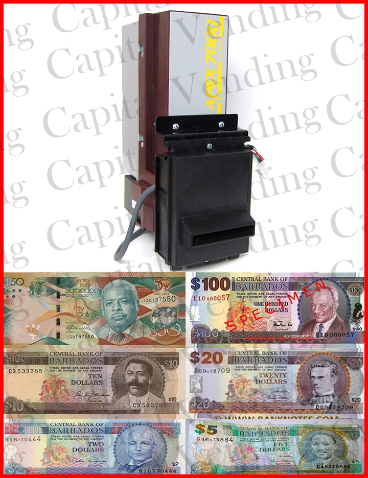 Bill Acceptor for Barbados Dollars BRB > Barbados Bill Acceptors > Capital Vending, Inc.